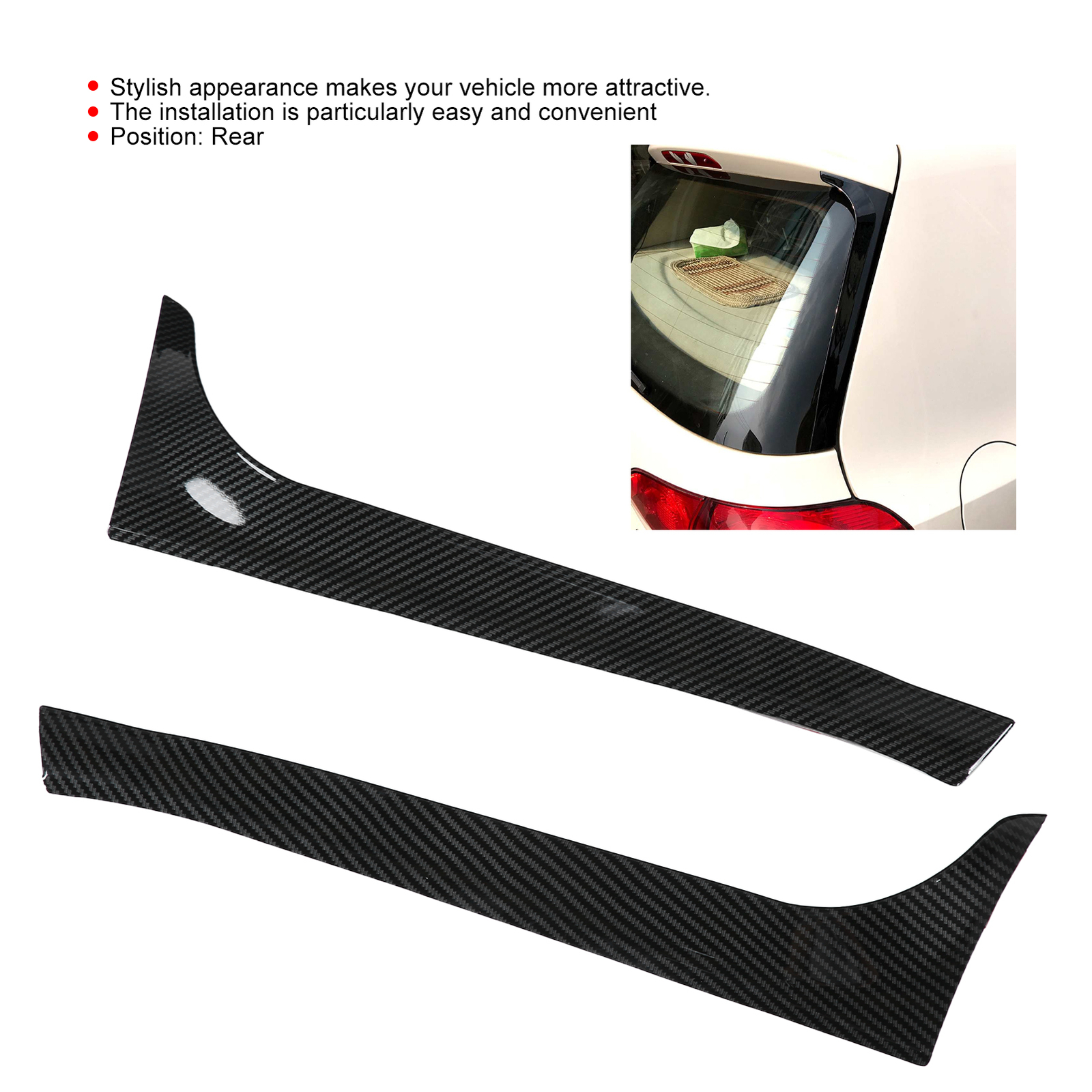 XXL 2pcs Rear Window Side Spoiler Carbon Fiber Style Modification ...