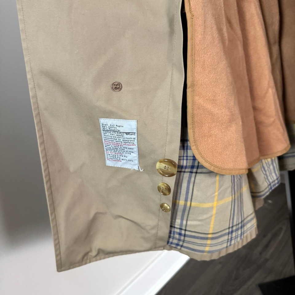 Brooks Brothers Tan Belted Trench Coat 48R Removable Wool Lined Double ...