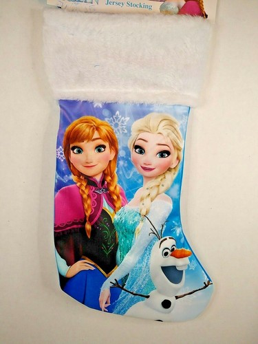 Frozen Disney Elsa Anna Olaf Christmas Stocking 15 inch New White Furry ...