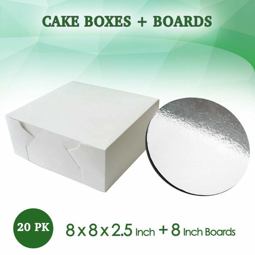 CAKE BOXES 8x8x2.5-10P+10P Cake Board 8" RD Decoration Cardboard Box ...