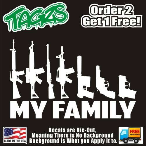 My Gun Family NRA 2A Rifle DieCut Vinyl Window Decal Sticker Car Truck ...