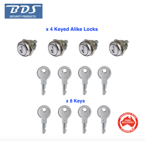 4 x Keyed Alike Lock Cylinders For Flush Lockable Folding T Handle ...