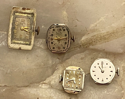 4 Vintage Ladies Watch Movements; LeCoultre-Felca-Croton Nivada ...