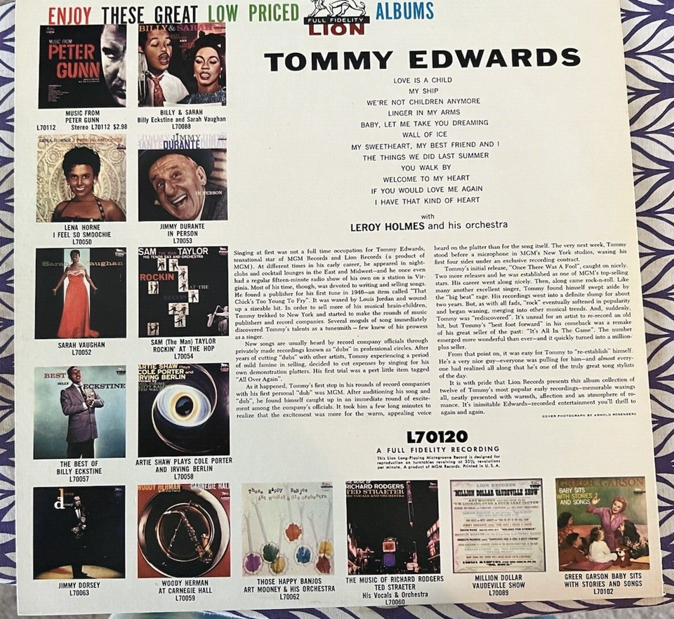Tommy Edwards by Tommy Edwards (Vinyl, 1959, Lion Records) | eBay