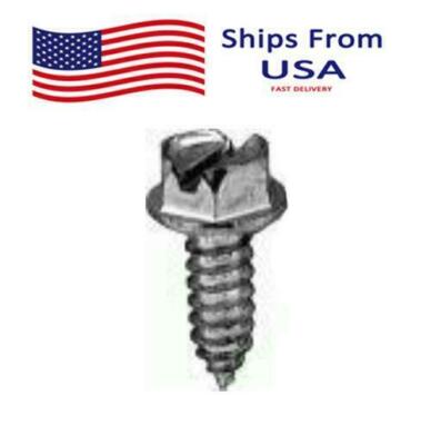 100 Pcs Ford #14 x3/4" Slotted Hex Washer Head License Plate Screws ...
