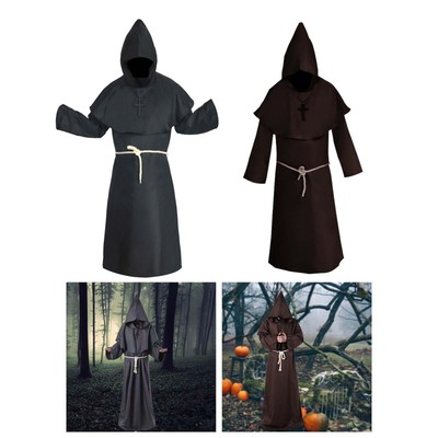 Friar Medieval Robe Clothing Gothic Wizard Cloak Suit Priest Robe for ...
