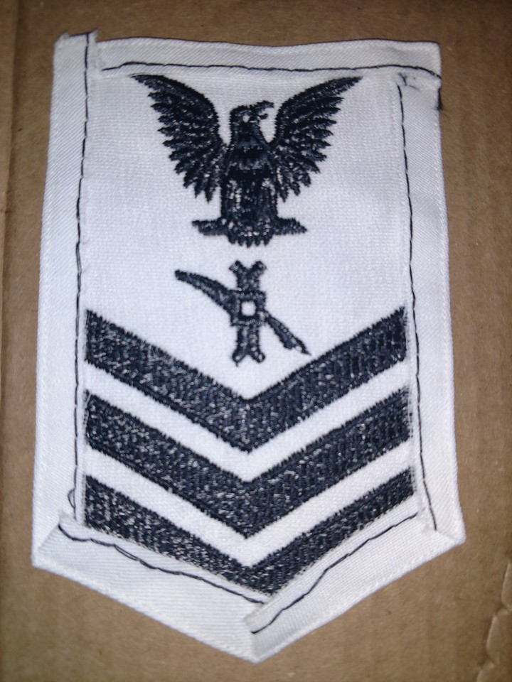 US Navy Petty Officer 1st Class Legalman White Polyester Sleeve Rate ...