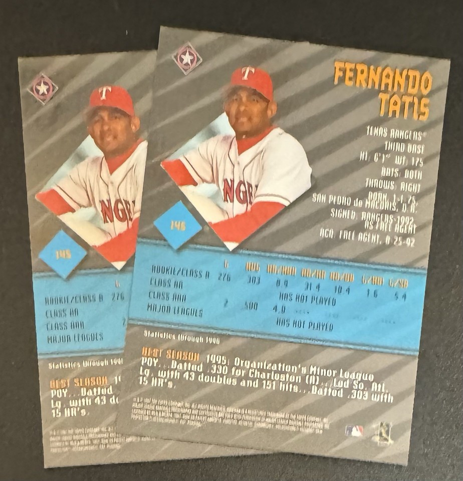 (2) Fernando Tatis Jr. 1997 Bowman’s Best ROOKIE #145 Lot - Texas ...