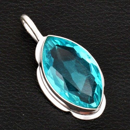 Blue Topaz Gemstone Ethnic Handmade High Finish Pendant Jewelry 1.8" AP ...