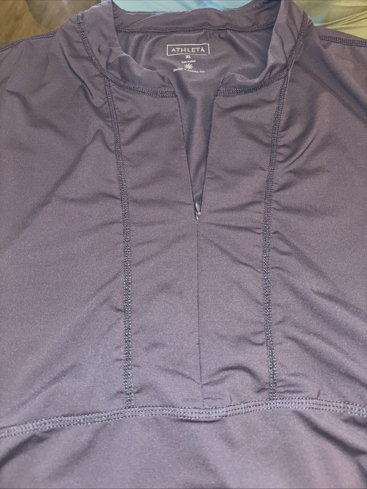 ATHLETA Tidal Ruched Half Zip Long Sleeves Rash Guard Swim Cover Size ...