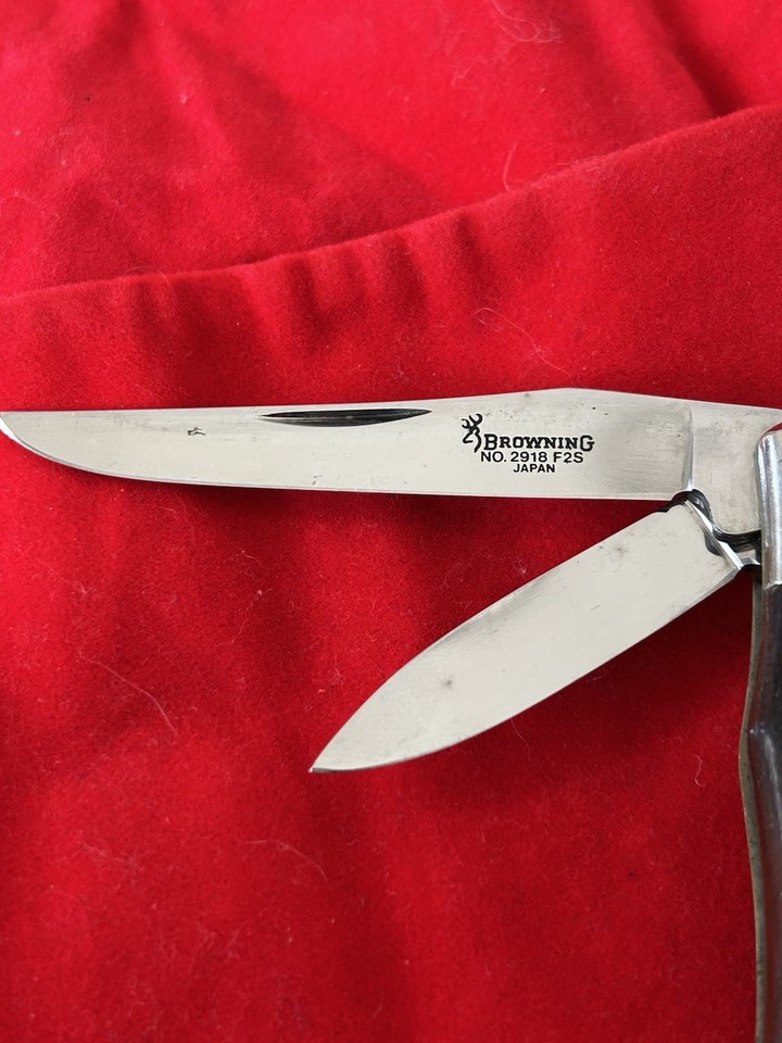 BROWNING 2918 F2S JAPAN FOLDING POCKET KNIFE SCISSORS Bridger Wood ...