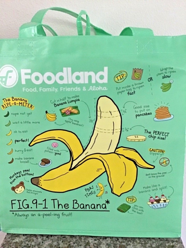 HAWAIIAN FOODLAND FRUITS PINEAPPLE LIGHT GREEN REUSABLE SHOPPING BAG ...