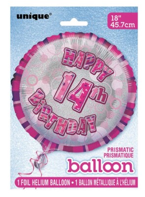 Happy 14th Birthday Decorations Prismatic Foil Balloon 45CM (18") Party ...