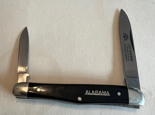 Carl Schlieper Solingen German Eye 2 Blade Black Handle Alabama Pocket ...