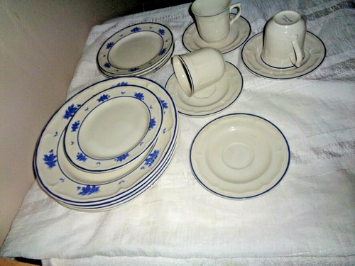 15-Pc Stoneware Blue Flower Dinnerware Set Service for 4 by Century ...
