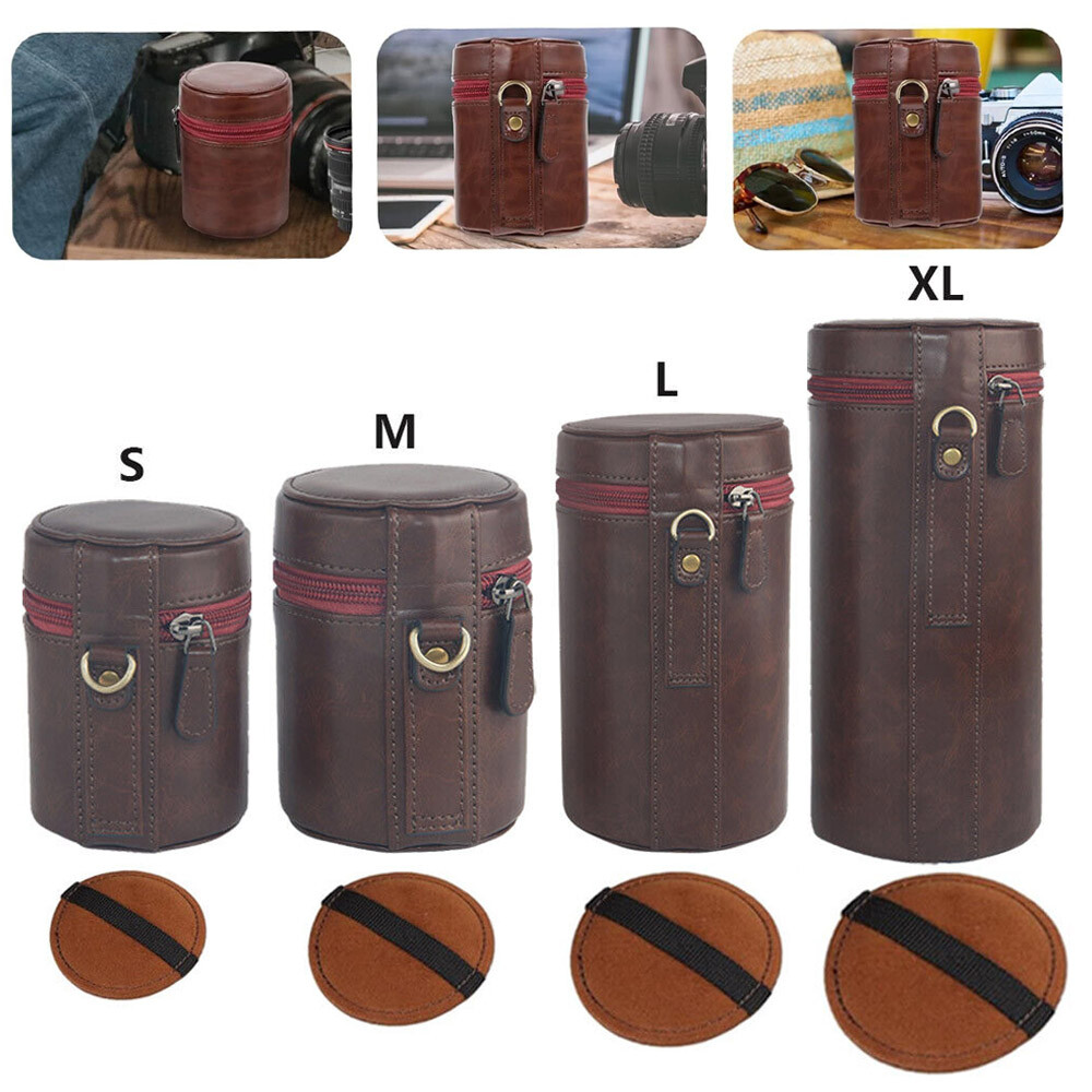 USA Leather Camera Lens Bag Retro Lens Case for Canon Nikon Sony Pentax ...