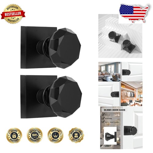 Luxury Matte Black Crystal Dummy Door Knobs - 2 Pack for Elegant Interiors | eBay
