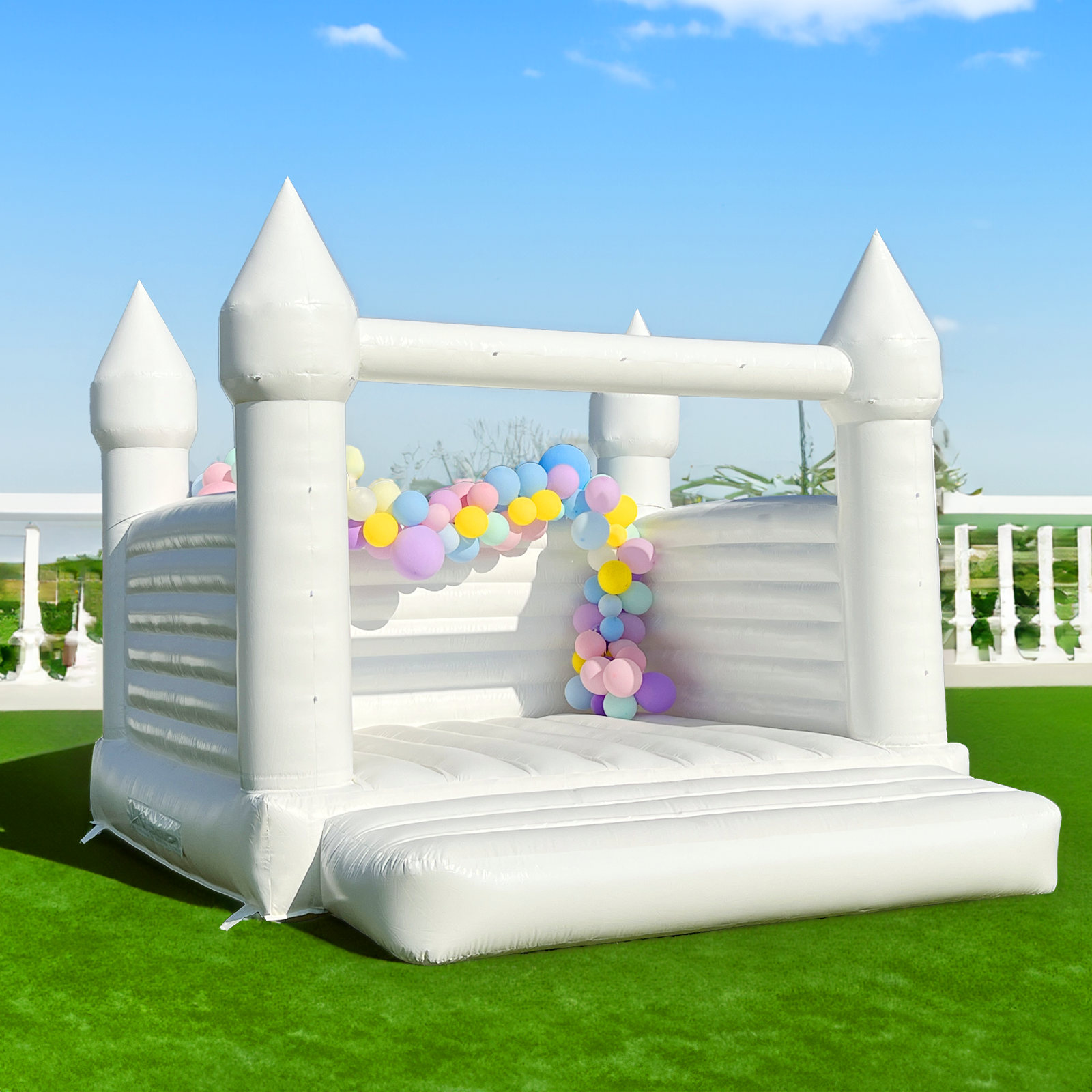 WARSUN Inflatable White Bounce House 13x12x10FT Jumper Bouncy Castle ...