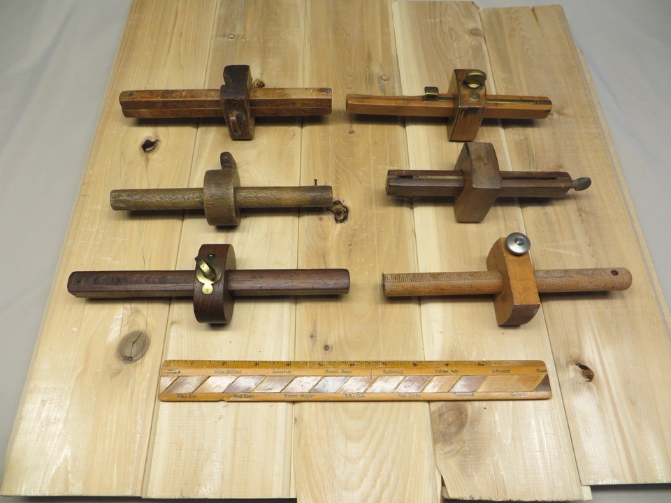 6 VINTAGE/ ANTIQUE MARKING GAUGES - WOOD & BRASS - NICE USERS !! | eBay