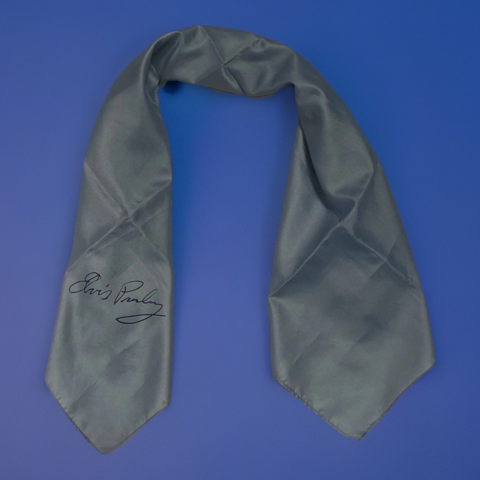 Elvis Presley Blue Authentic Concert Scarf 33”x34” With RARE STICKER ...