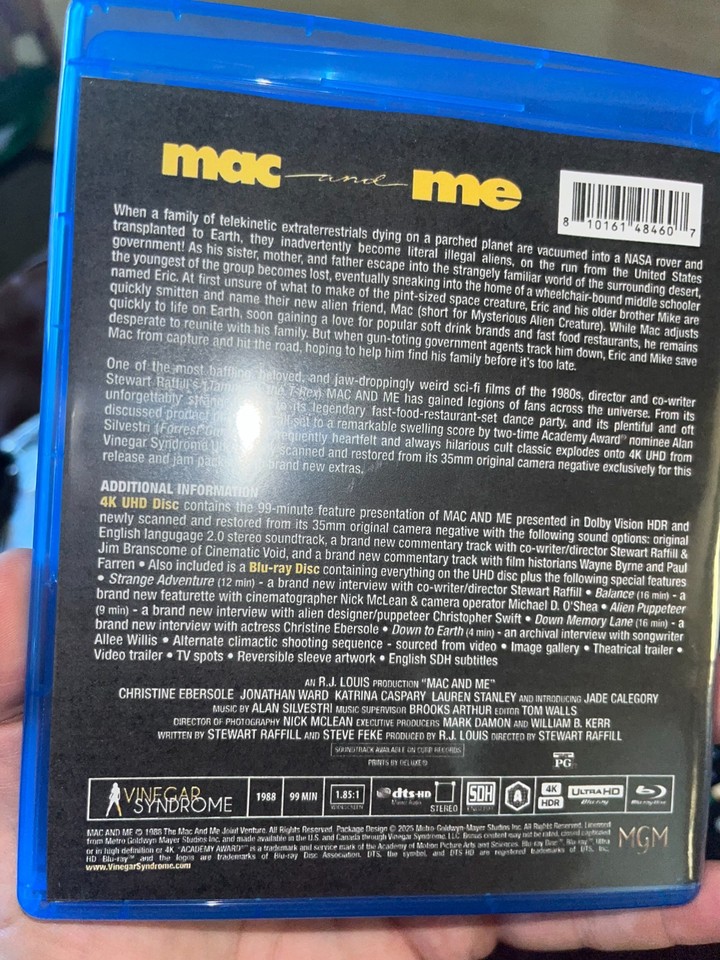 Mac and Me - Blu ray ONLY - 1988 - Vinegar Syndrome 2025 - NO 4K Ultra ...