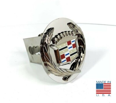 Chrome Cadillac Emblem Trailer Tow Hitch Cover (Stainless Steel 2" Plug ...