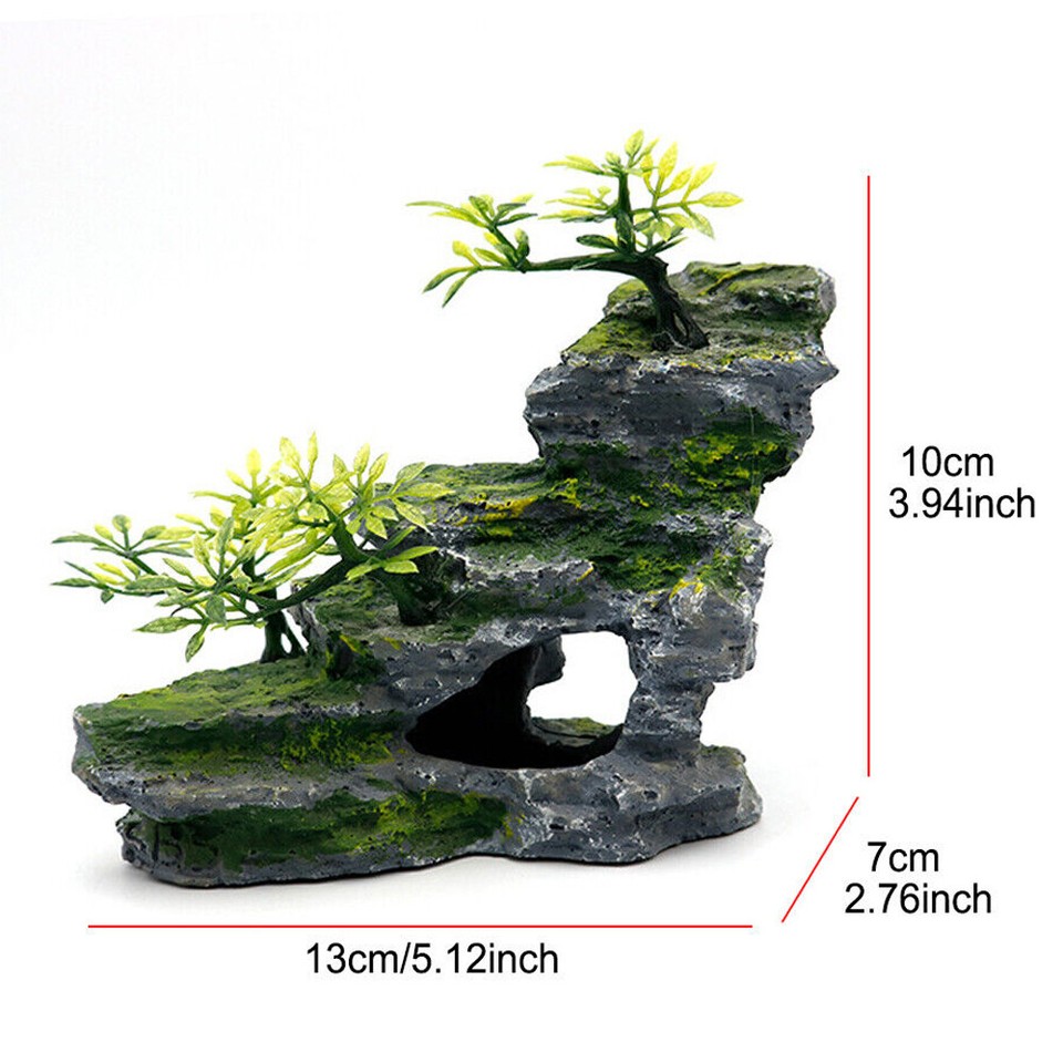 Large Fish Tank Decorations Mountain View Aquarium Ornament with Tree ...