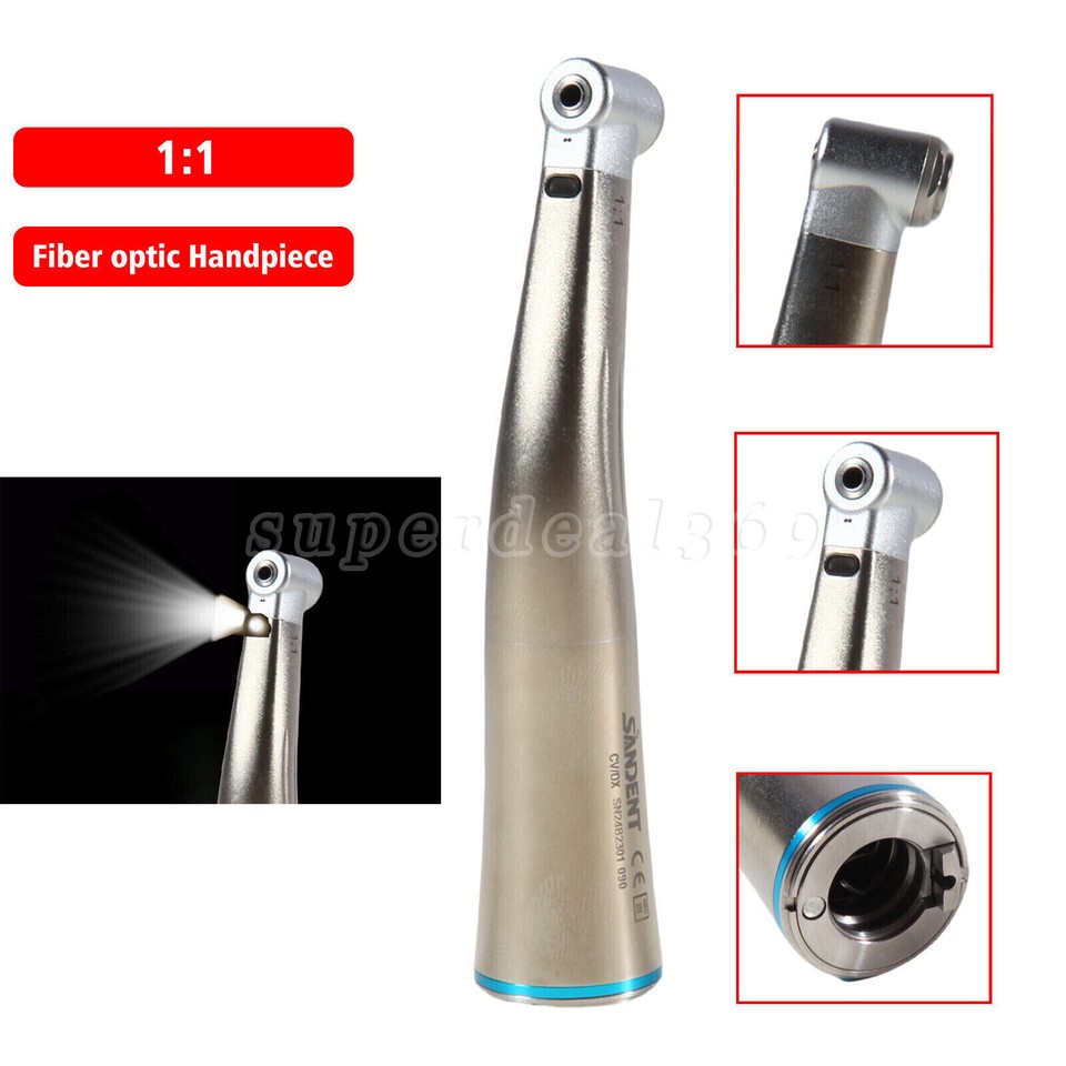 1-10 SANDENT Dental LED Fiber Optic Contra Angle 1:1/20:1 Low Speed ...