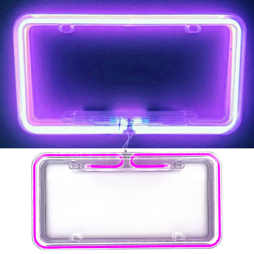 Purple License Plate Light 1PC Universal 12V Car Neon License Frame