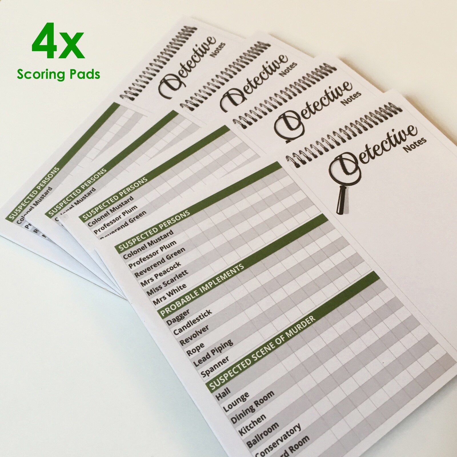 CLUEDO detective notes spare parts - 4 pack 24 sheet replacement refill ...