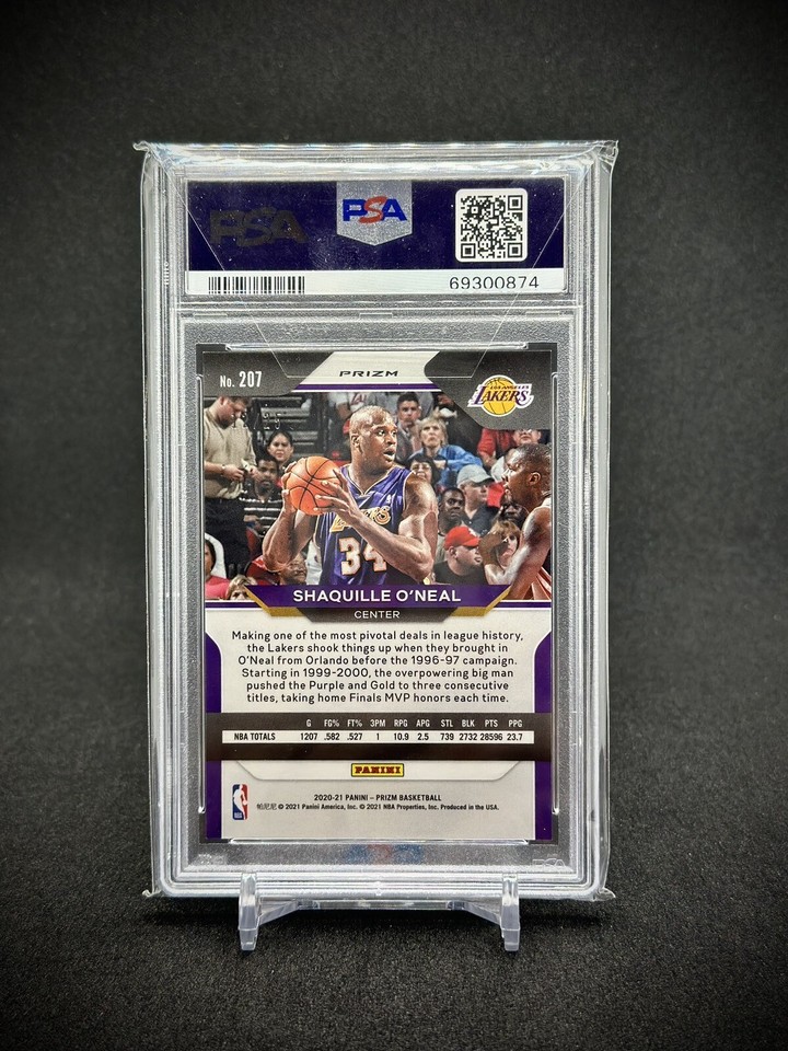 Shaquille O'Neal 2020 Panini Prizm Green Pulsar /25 SSP PSA 10 Los ...