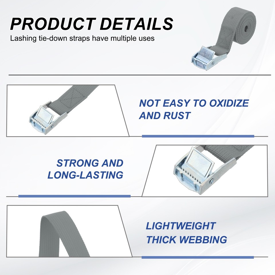 4 Pcs Lashing Strap 1"x5ft Up to 551 lbs for Cargo Truck Gray | eBay