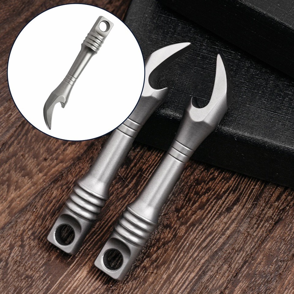 Titanium Crowbar Keychain Compact EDC Tool Multi Purpose Bottle Opener ...