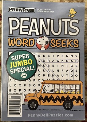 Peanuts Snoopy Word Seeks Puzzles Book by Penny Press September 2024 | eBay