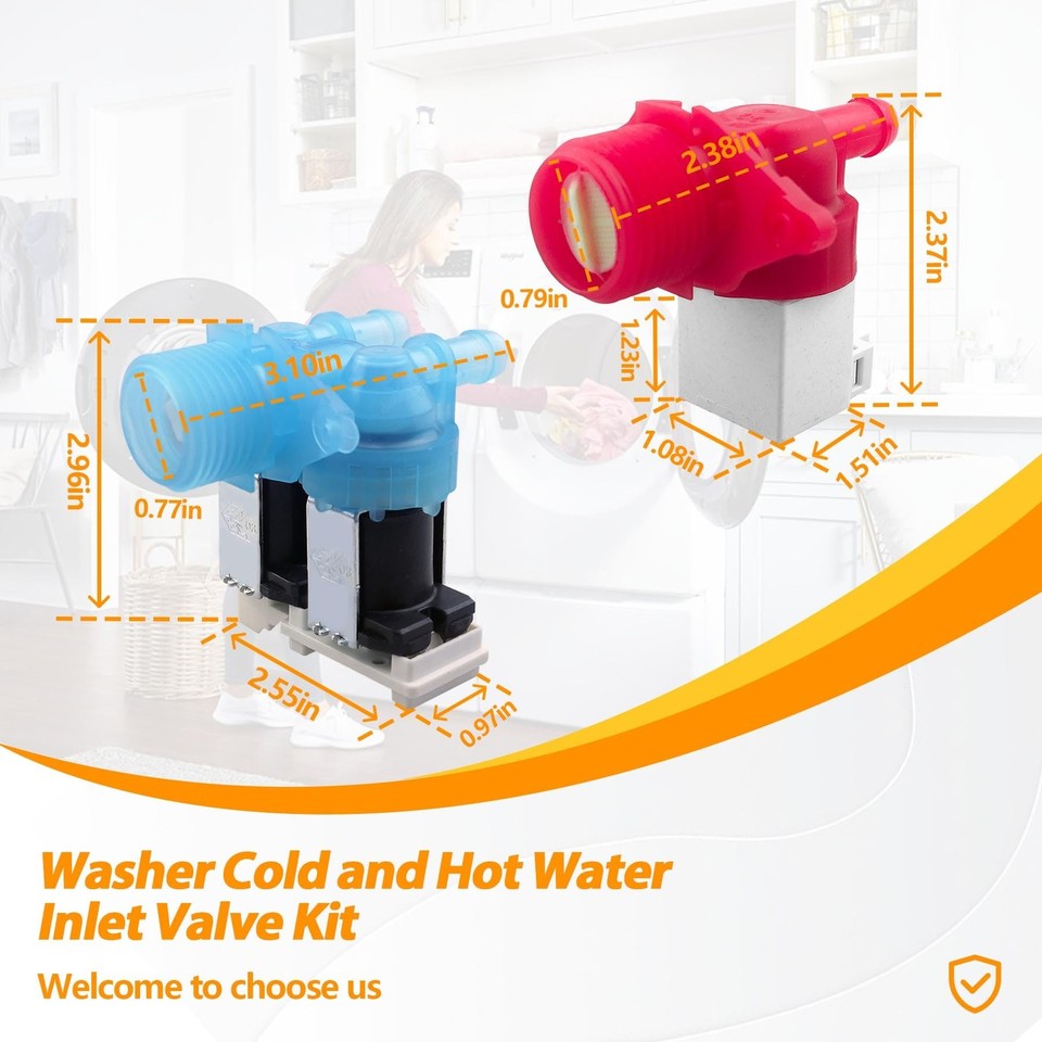 Washer Cold and Hot Water Inlet Valve Kit Fit for Whirlpool Maytag ...