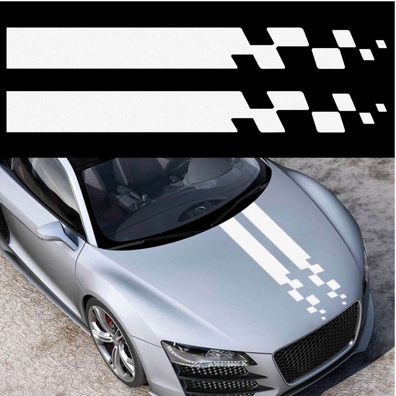 Racing Reflective Hood Stripes Decal Vinyl Stickers for Car SUV Truck ...