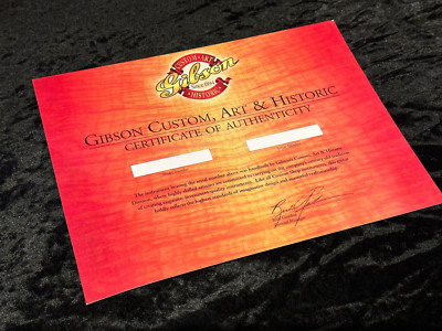 Gibson Custom Shop Certificate Of Authenticity Les Paul SG COA + 5 ...