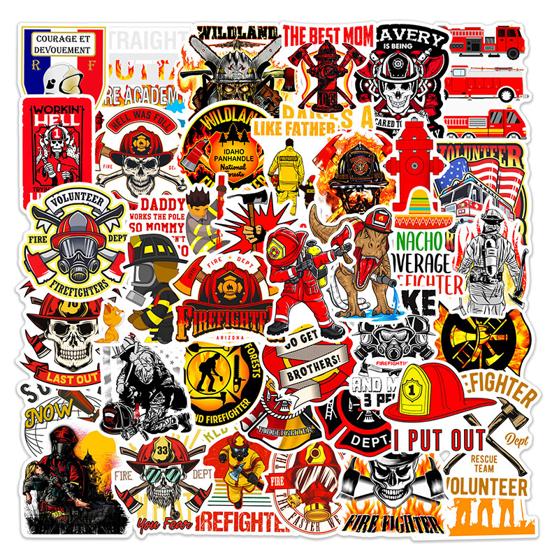 50PCS Fire Hero Firefighter Stickers Motorcycle Luggage Laptop Sticker ...