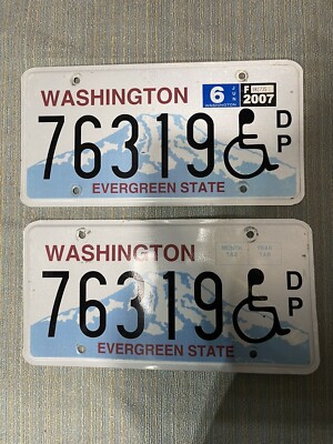 2000’s Washington State Disability License Plate *Set* | eBay