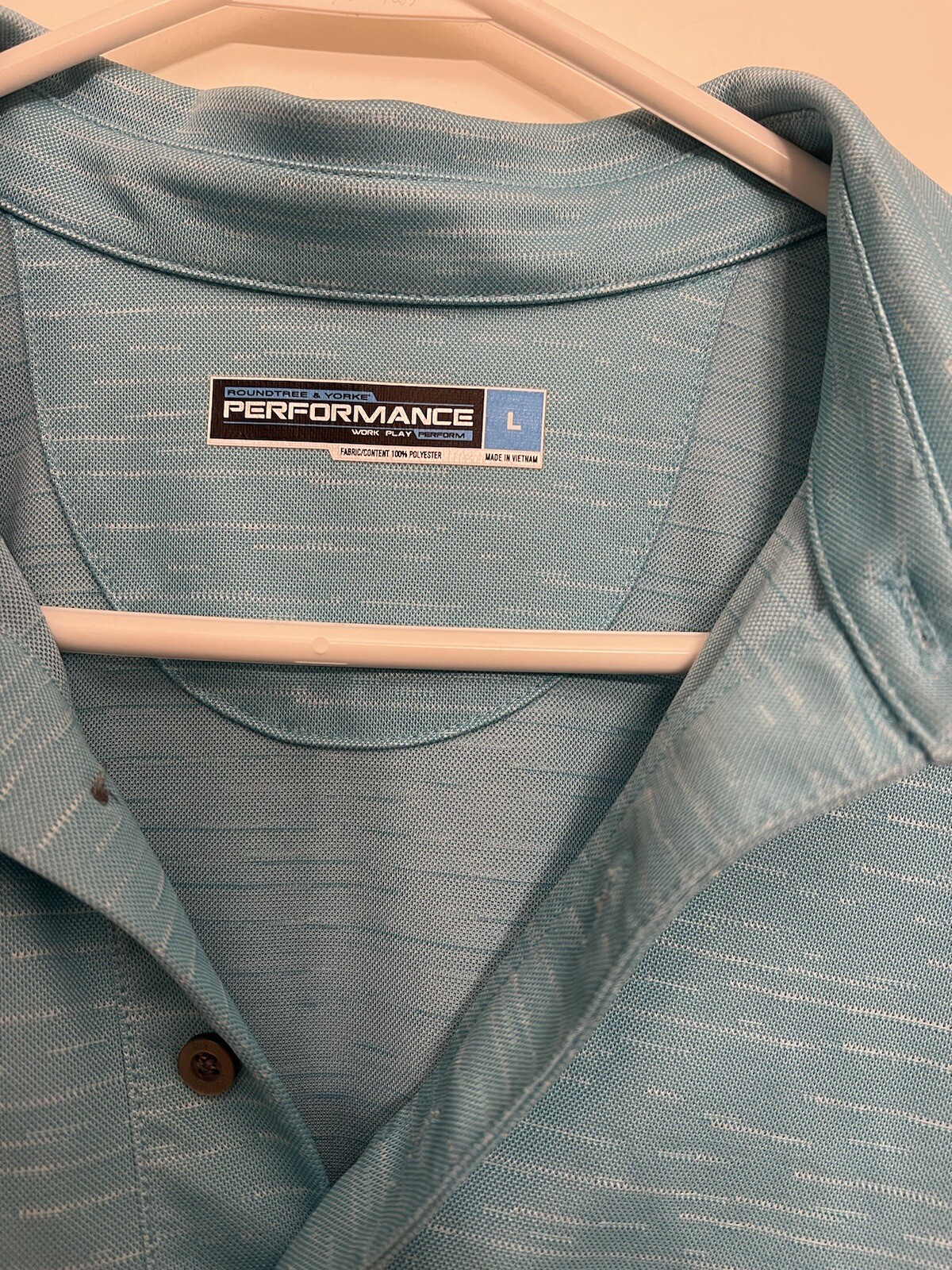 Roundtree & Yorke Polo Shirt Performance Mens Blue Aqua Golf Large ...