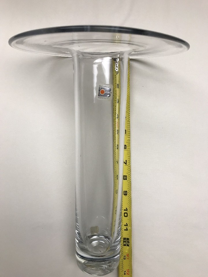 Blenko Glass Wide Collar Flat Top Vase - Crystal #826L | eBay