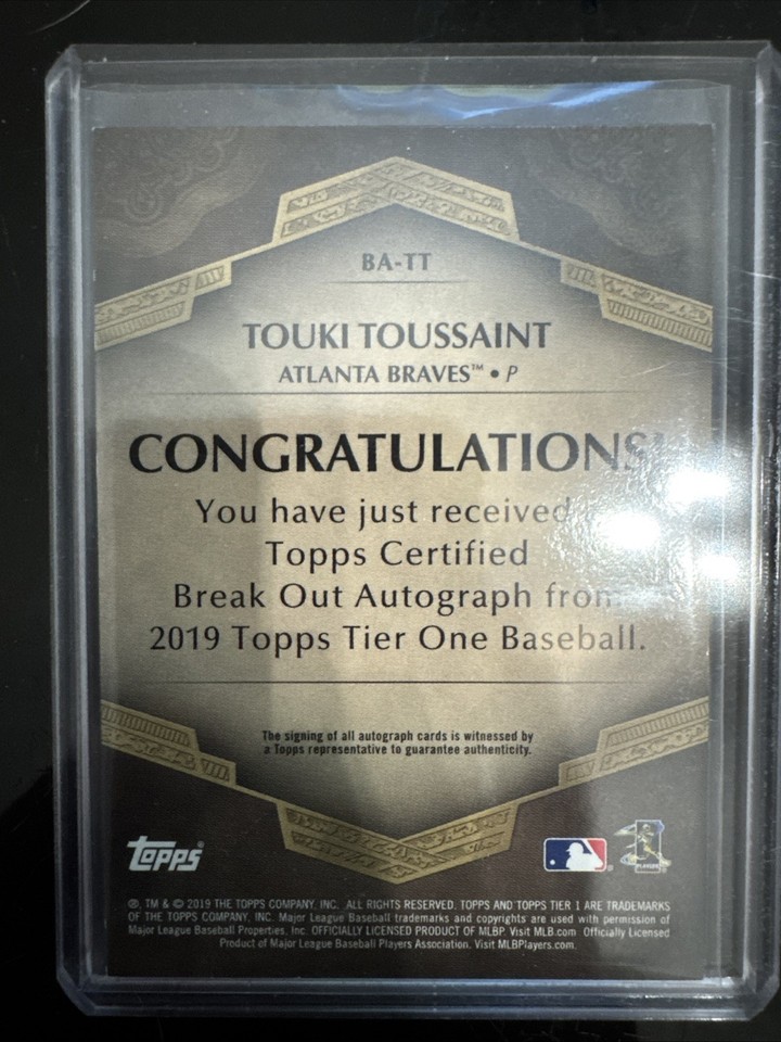 2019 Topps Tier One #BA-TT Touki Toussaint Break Out Auto 100/250 RC AU ...