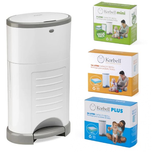 Korbell Nappy Bin 26L 16L 9L Refill Odour Free Nappy Disposal Hygienic ...