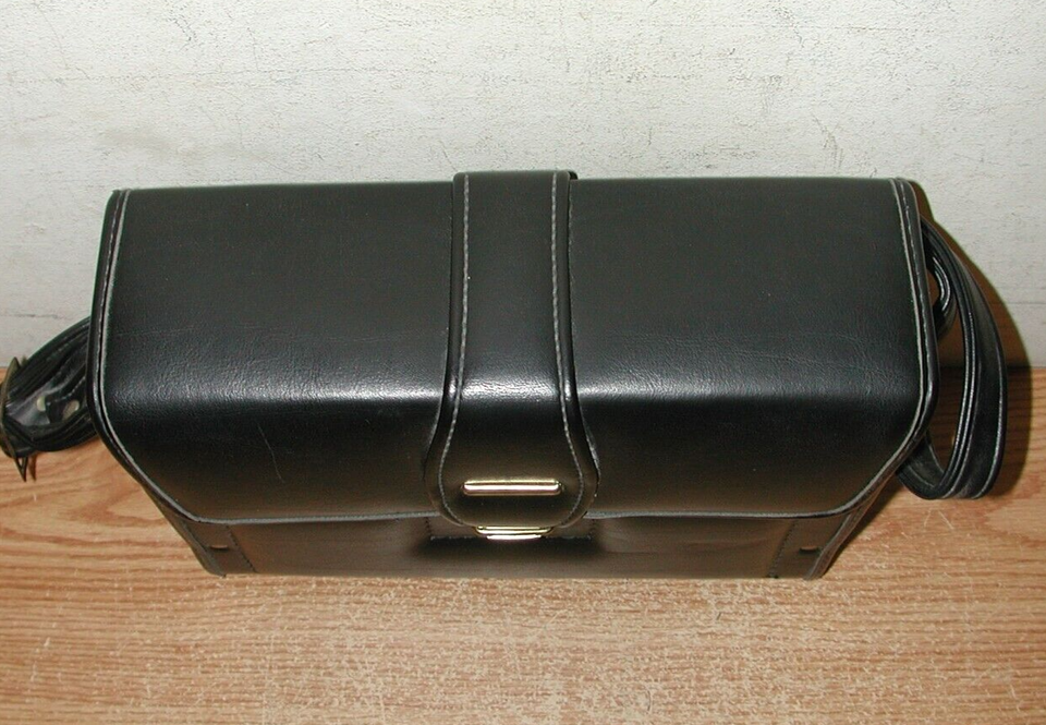 VINTAGE BLACK LEATHER PHOTOGRAPHY MOVIE CAMERA CARRY CASE WITH SHOULDER ...