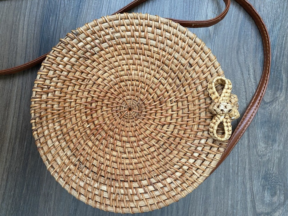 Round Wicker Picnic Purse | eBay