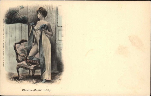 FRENCH BOURDOIR RISQUE Beautiful Woman Lingerie Corset Antique Postcard ...