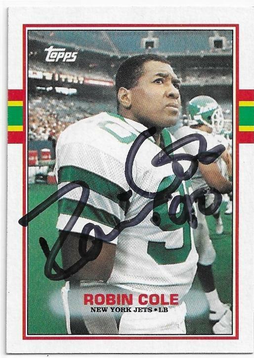 ROBIN COLE Autographed Signed 1989 Topps Football card #231 New York ...