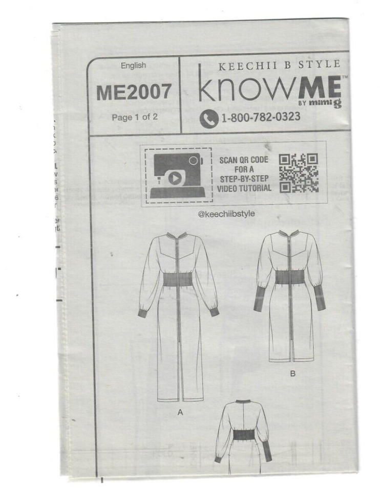 Know Me ME2007 Pattern Keechi Style by Mimi G Misses Knit Dresses 18-20 ...