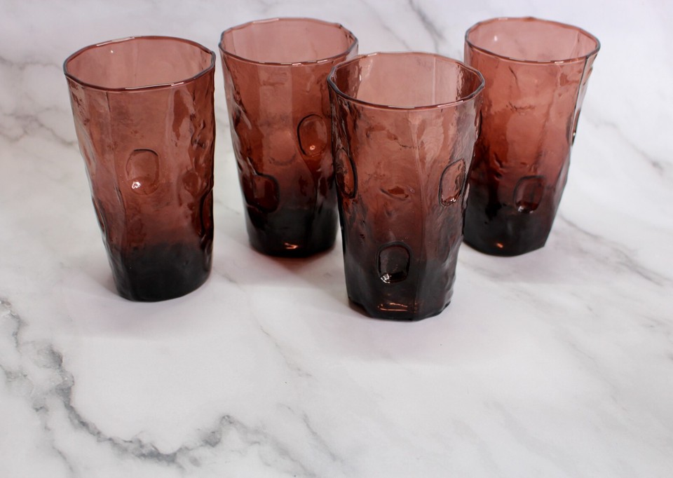 Vintage Mid-Century Decatur Texglass Amethyst Thumbprint Tumbler ...