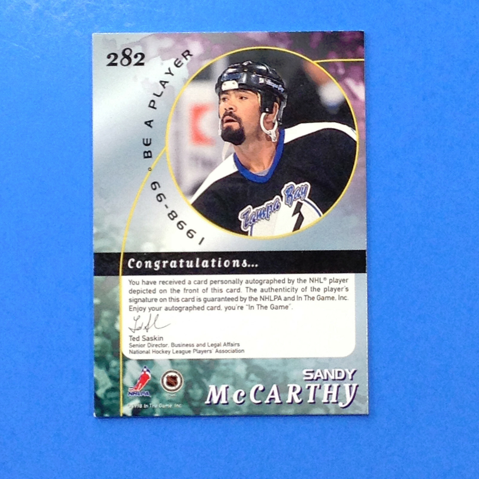 1998-99 Be a Player Hockey Autograph #282 Sandy McCarthy Tampa Bay ...